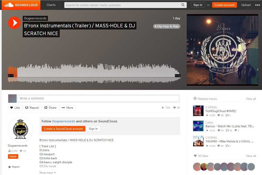 MASS-HOLEとDJ SCRATCH NICEによる究極のビートアルバム『B'ronx instrumentals』。