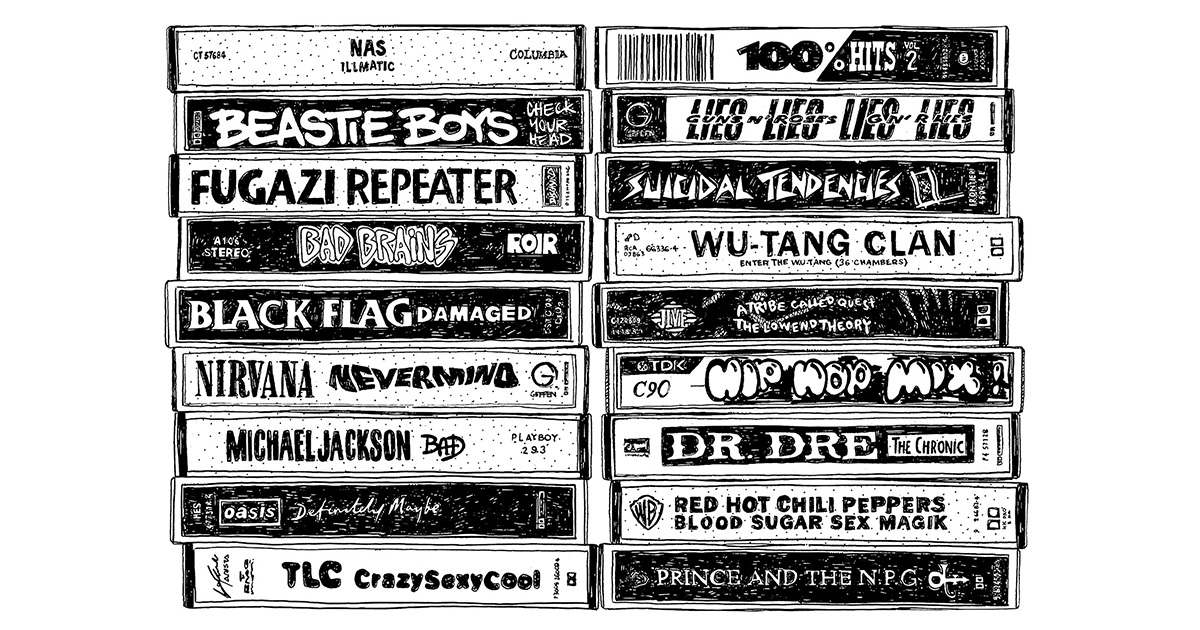 ラップ × PEANUTS作品で注目を集めるアーティスト、Mark Drewの手書きカセットテープが扇子&Tシャツに